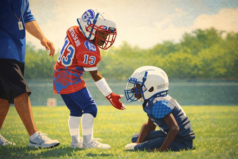 Kids playing football